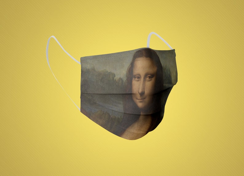 Mona Lisa Face Mask, Leonardo Da Vinci, Funny Face Mask, Washable Face ...