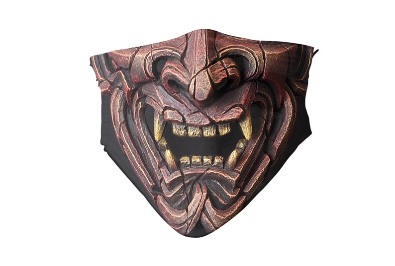 Japanese Samurai Face Mask, Demon Face Mask, Washable Face Mask, Funny ...