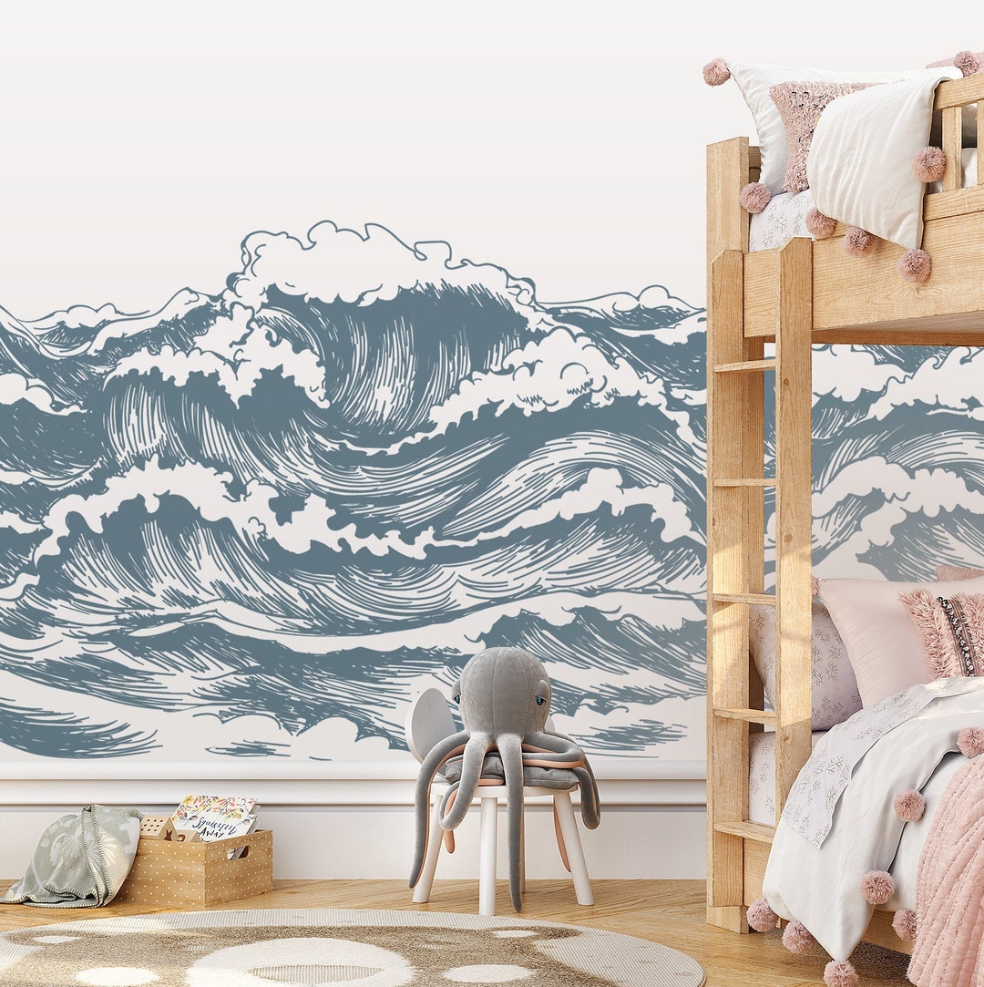 Ocean Wave Wall Mural Textured Wallpaper Peel and Stick - Etsy