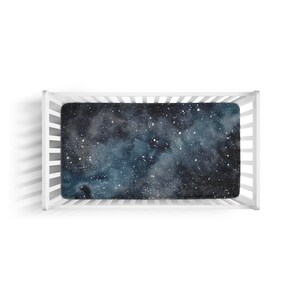 Dark Grey Galaxy Crib Bedding Mini Crib Sheets Neutral Celestial Baby ...