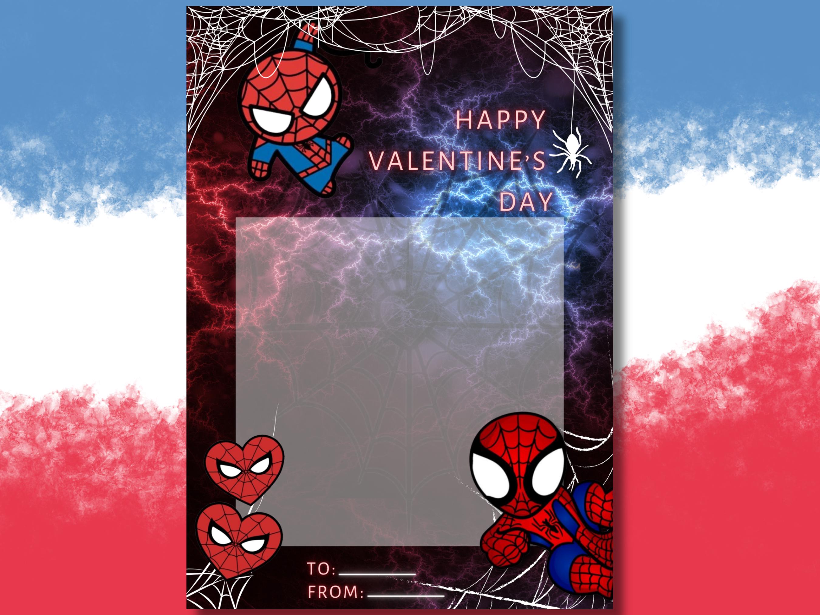 Spiderman Valentine's Day Editable Treats Jumbo Card Templates, Print ...