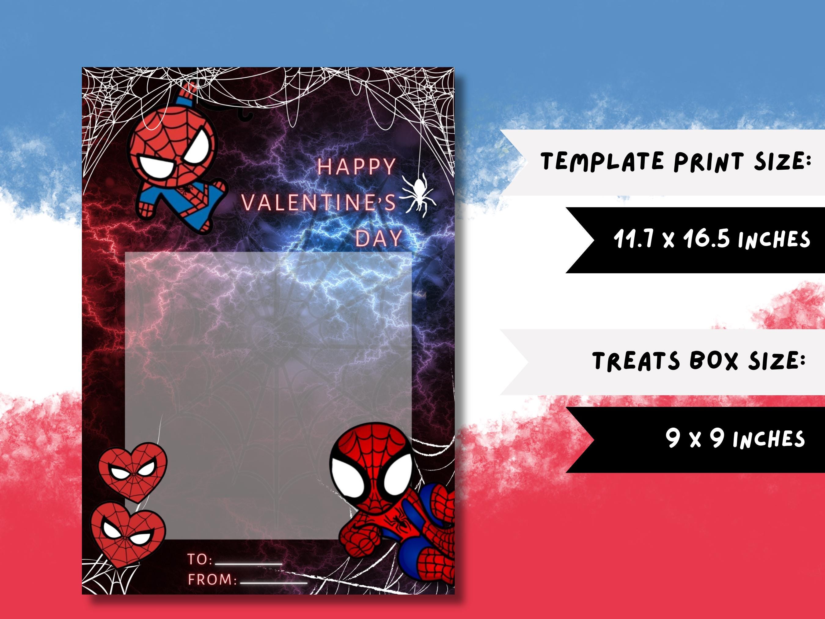 Spiderman Valentine's Day Editable Treats Jumbo Card Templates, Print ...