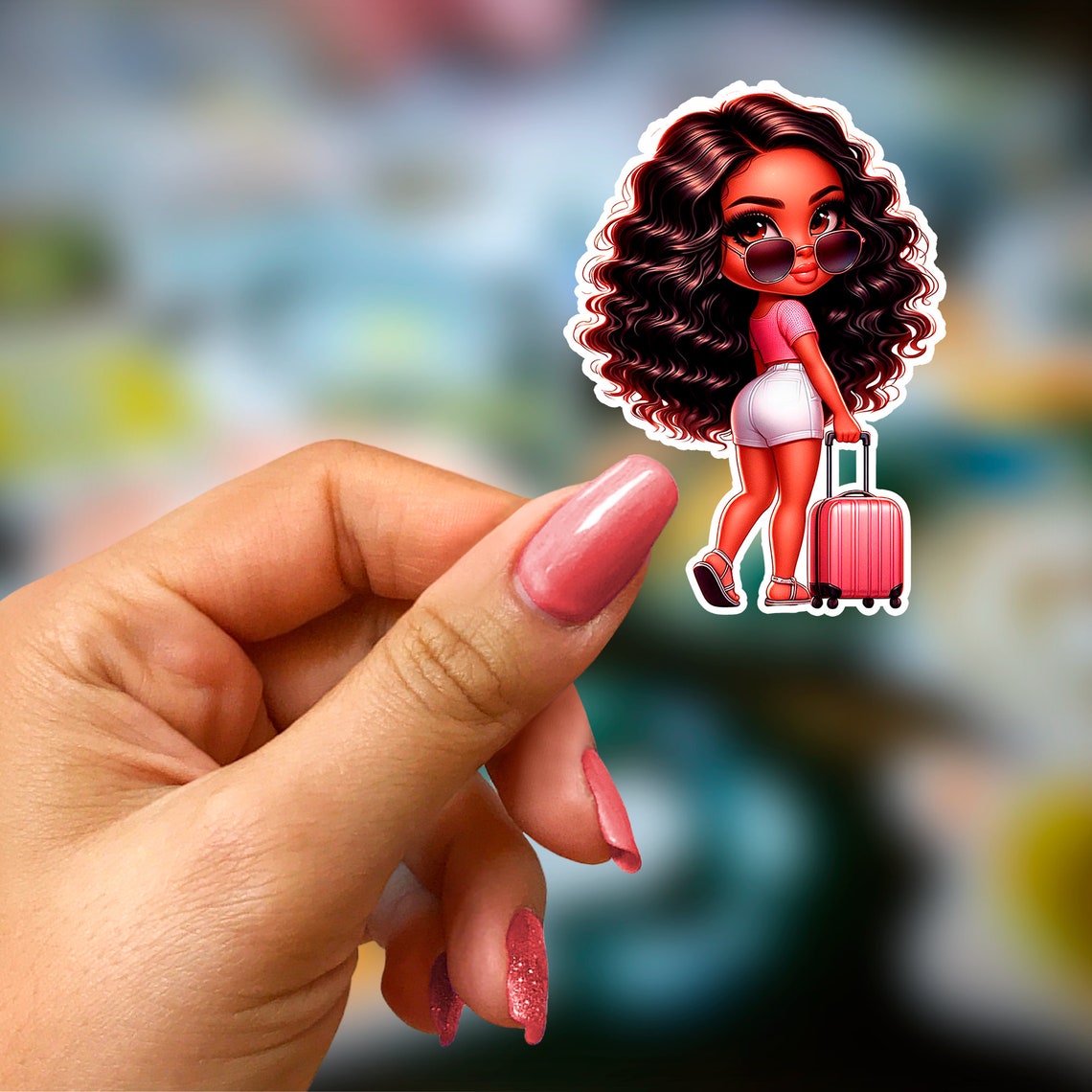 Chibi Travel Doll, Travel Chibi Clipart, Afro Chibi Doll, Chibi Girl ...