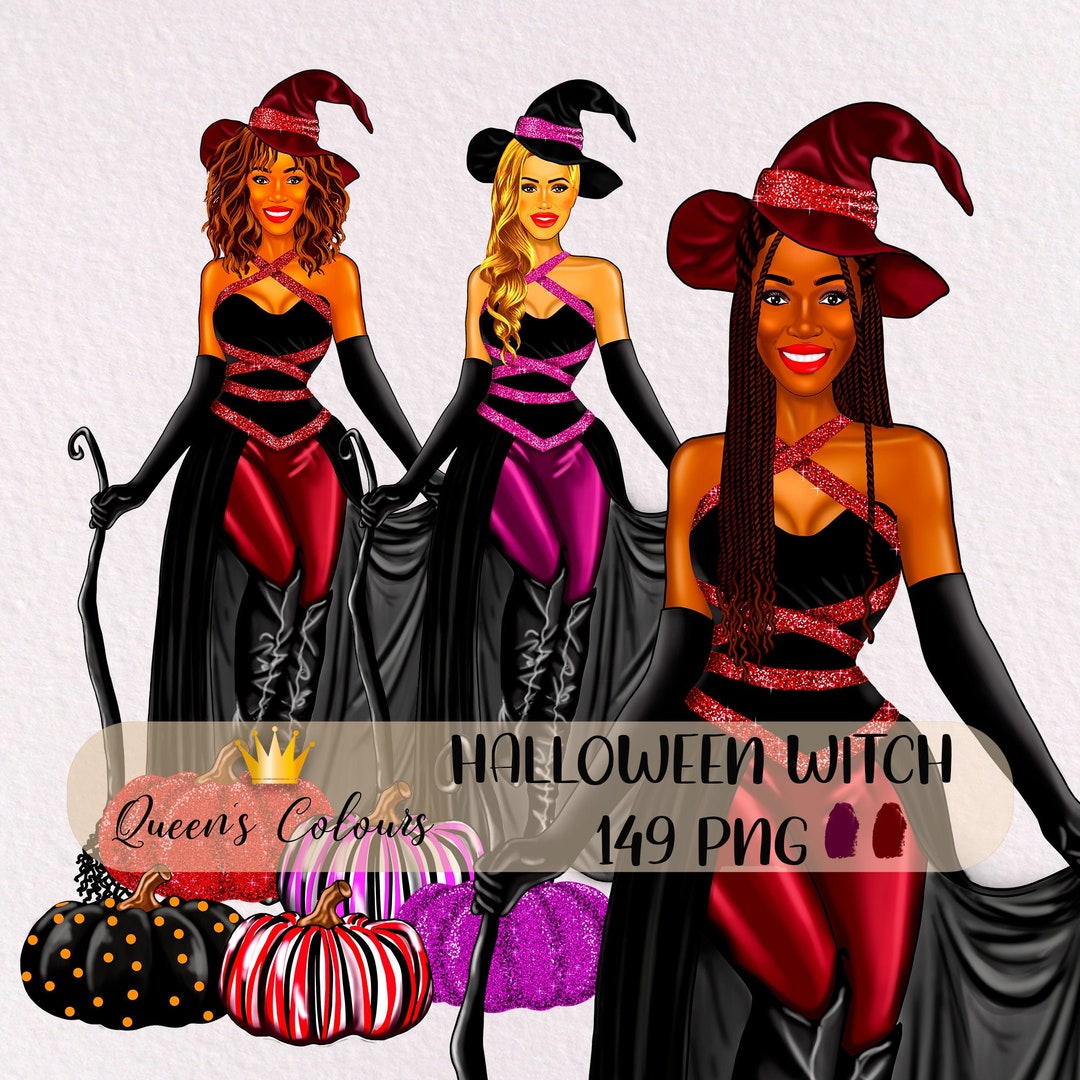 Halloween Witch Girl Clipart, Halloween Witch Digital Illustration ...
