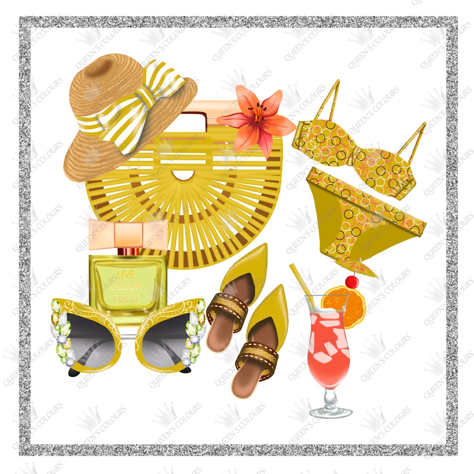 Summer Accessories Clipart Summer Elements Clipart Fashion | Etsy