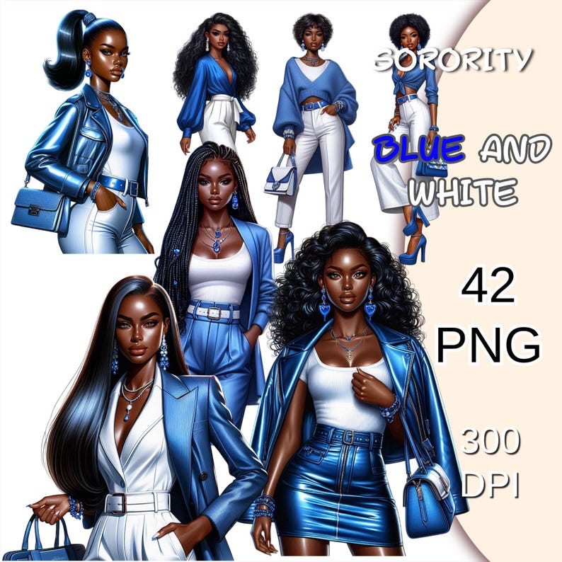 Sorority Blue and White, Zeta Phi Beta Sorority Clipart, Sister Girls ...