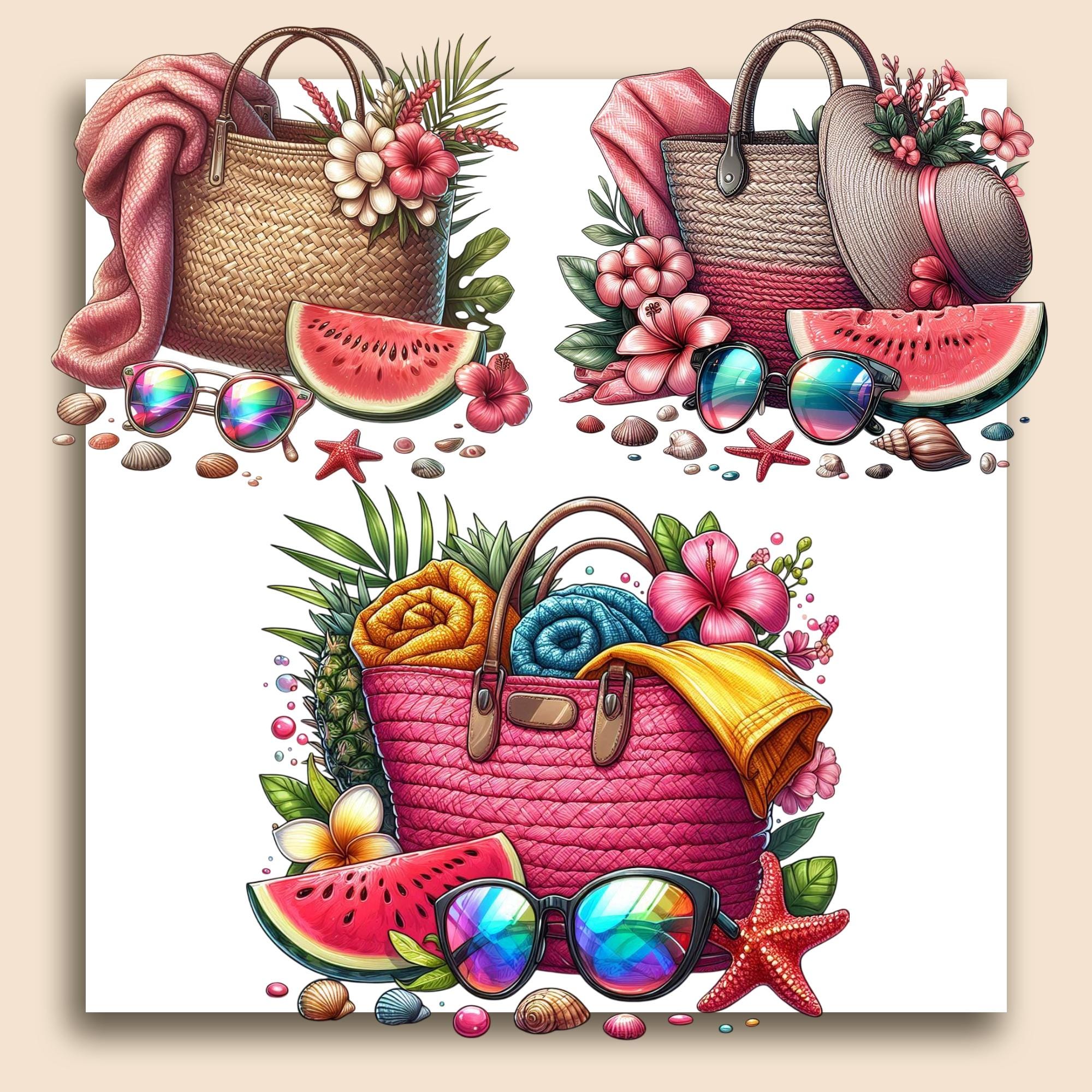 Sunmer Beach Bag Clipart, Beach Bags Png, Beach Graphics Png, Summer ...