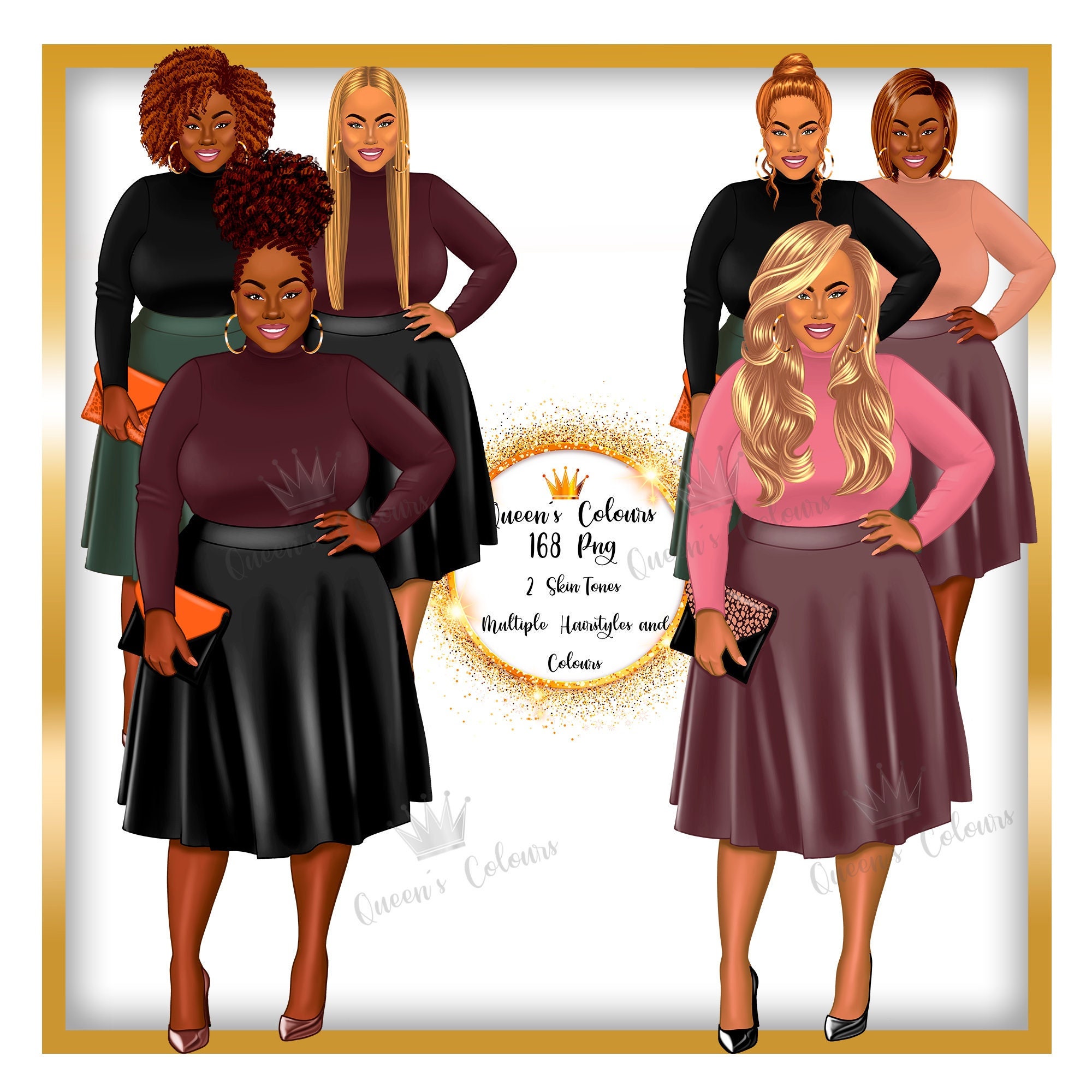 Plus Size Clipart Curvy Girl Clipart Plus Size Model Lady | Etsy