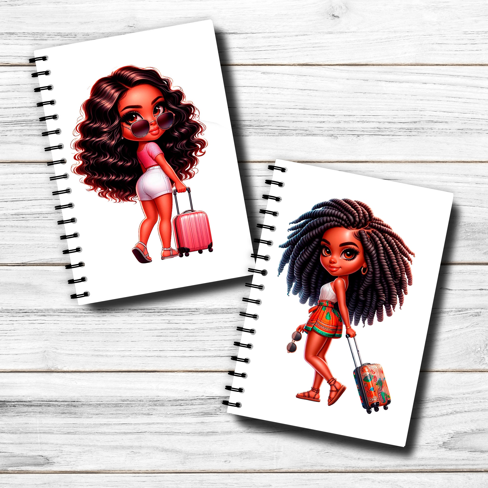 Chibi Travel Doll, Travel Chibi Clipart, Afro Chibi Doll, Chibi Girl ...