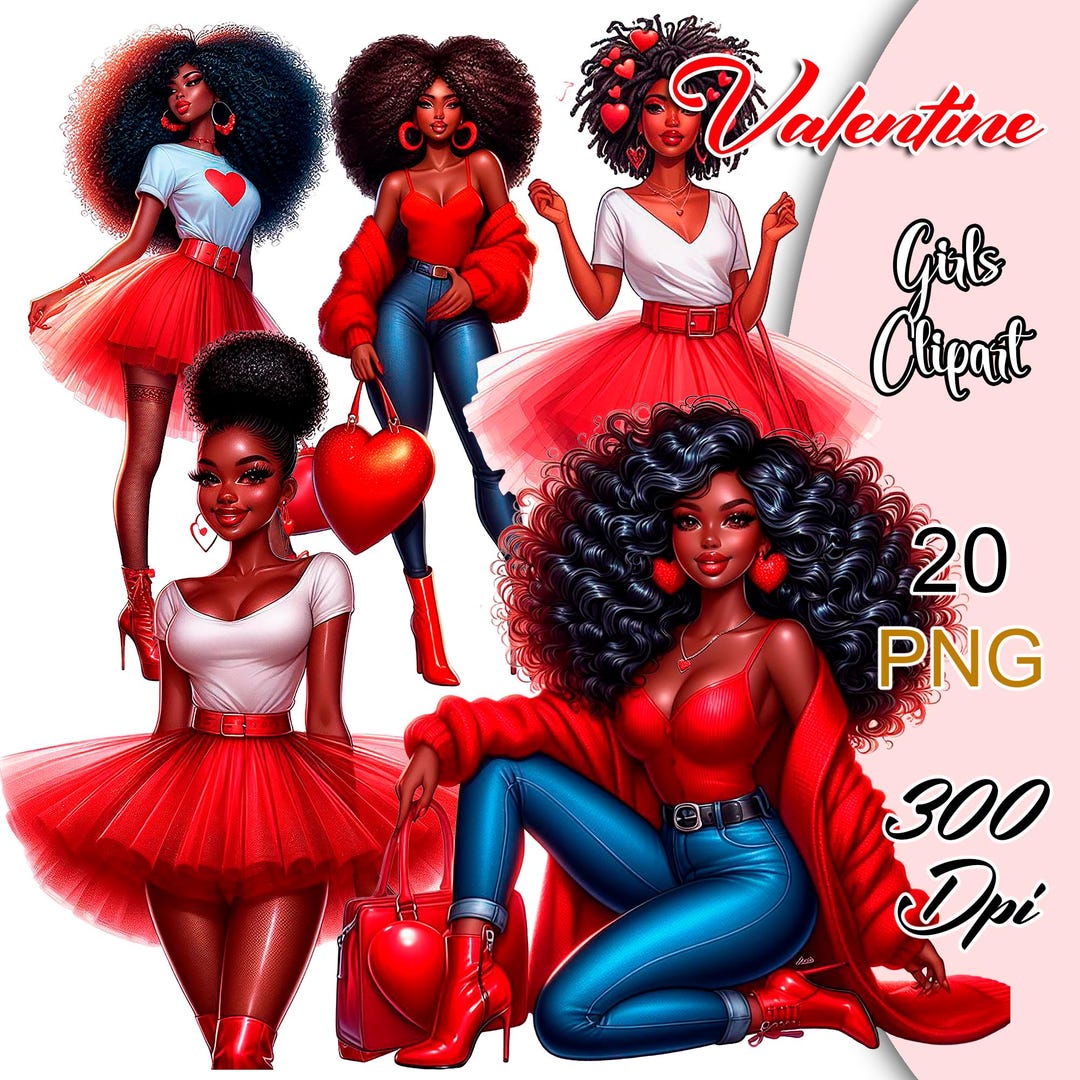 Valentines Day Girls Clipart, Valentine Girl PNG, Love Sticker Clipart ...