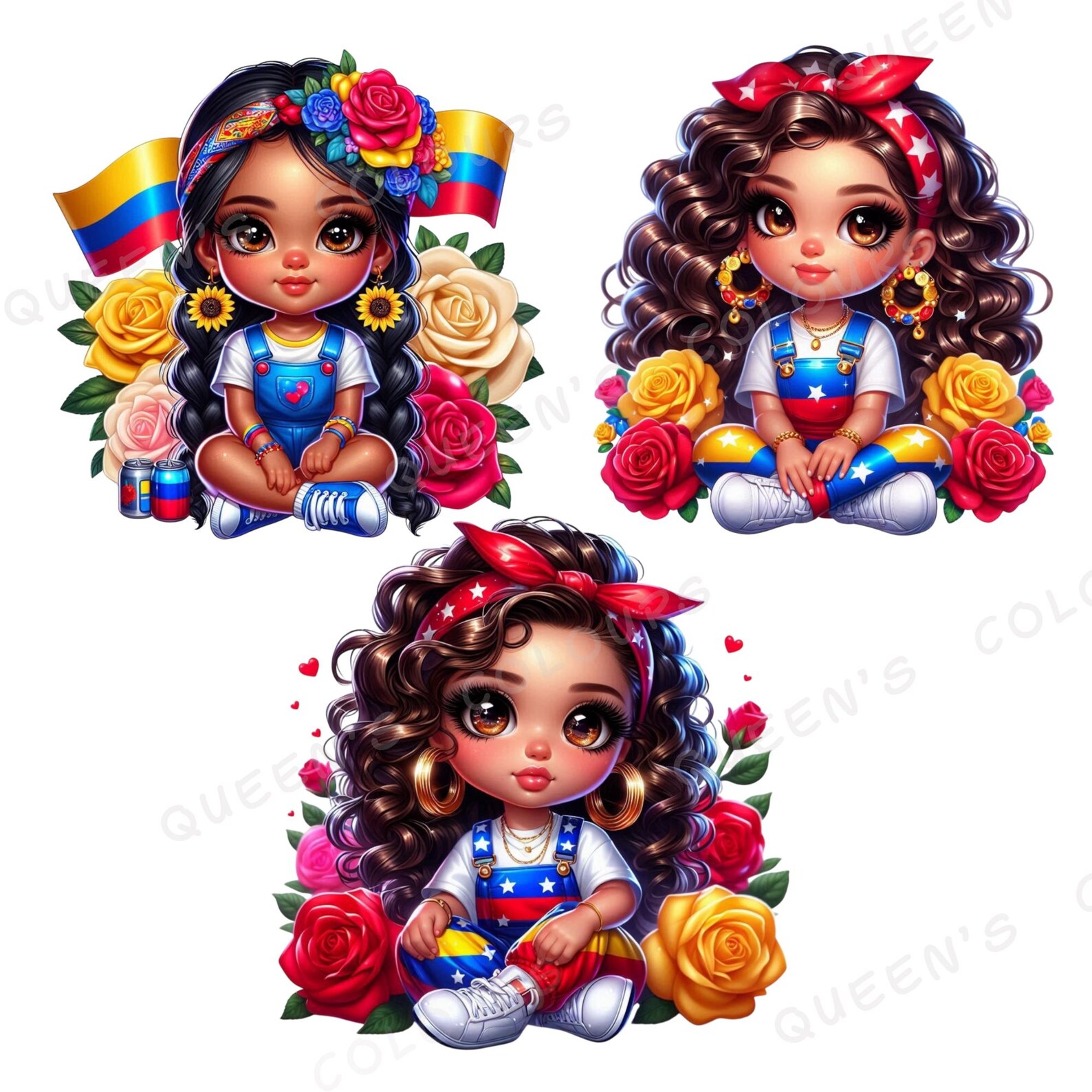 Cute Colombian Chibi Baby Girl Clipart, Proud Colombia Chibi Png ...