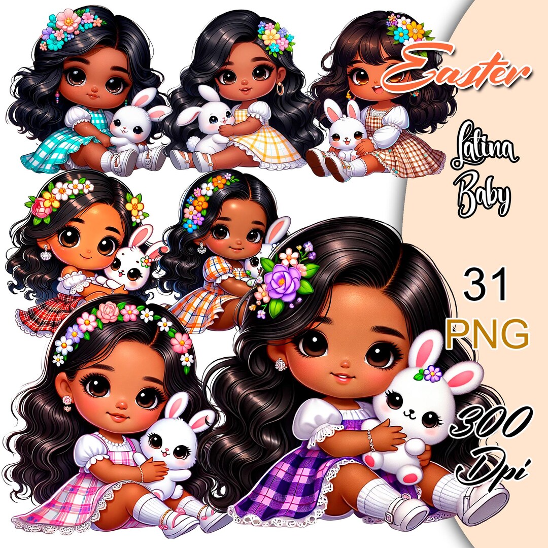 Easter Latina Chibi Baby Clipart, Easter Latina Little Girl Png ...