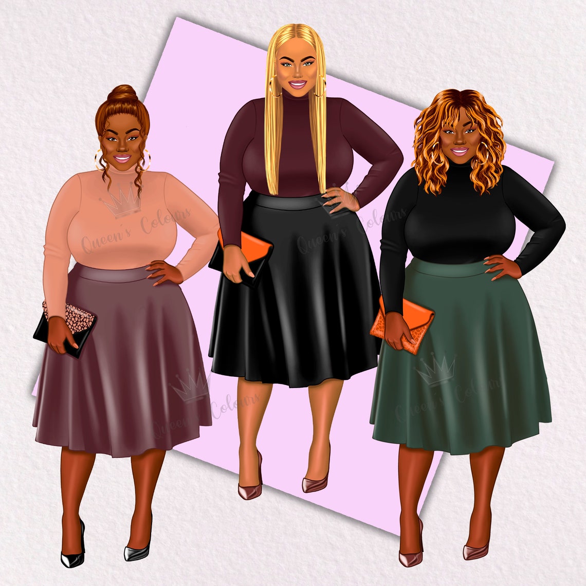 Plus Size Clipart Curvy Girl Clipart Plus Size Model Lady - Etsy