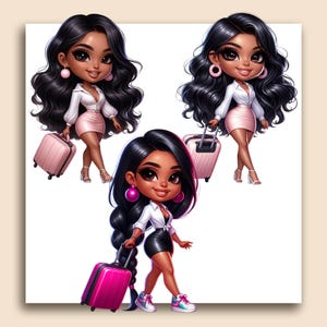 Travel Latina Chibi Png Bundle, Hispanic Chibi Summer Trip, Chicana ...