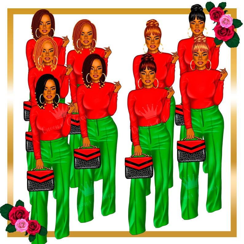 Sorority Girls Clipart Afro Girls Clipart Sisterhood - Etsy