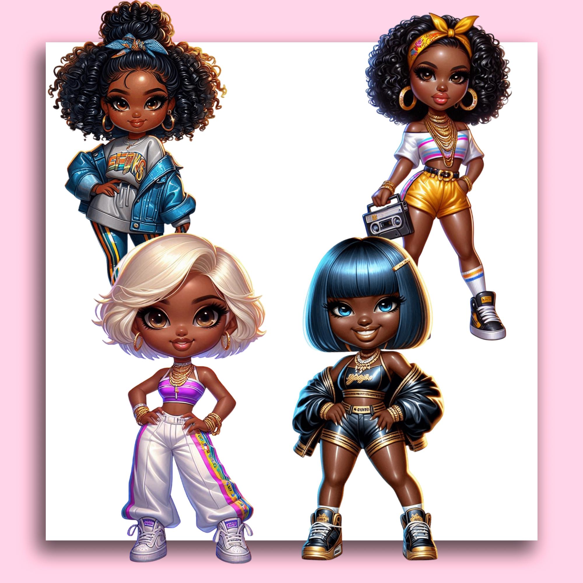 Chibi Afro Hip Hop Girl Clipart, 22 Png, Black Chibi Png, Hip Hop Cute ...