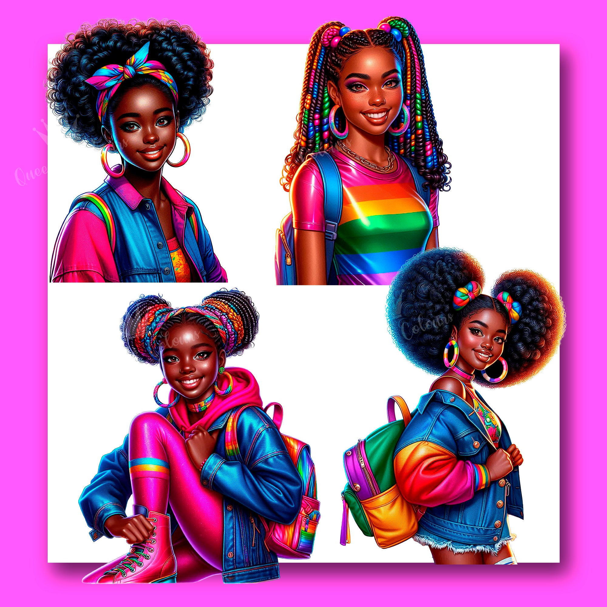 School Teenager Girl Clipart, Afro Teenager Clipart, Highschool Girl ...