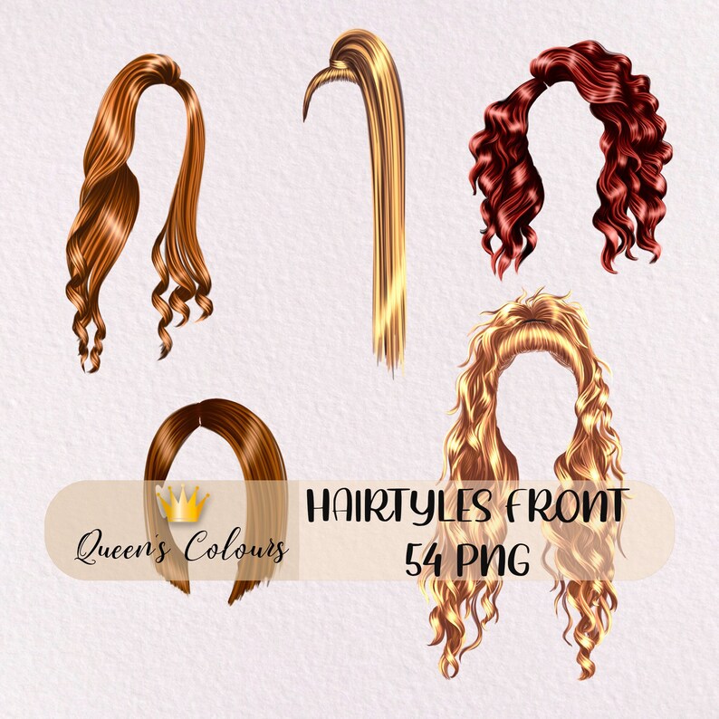 Hair Set Clipart, Hairstyles Front Clipart, Hairstyles PNG, Custom ...