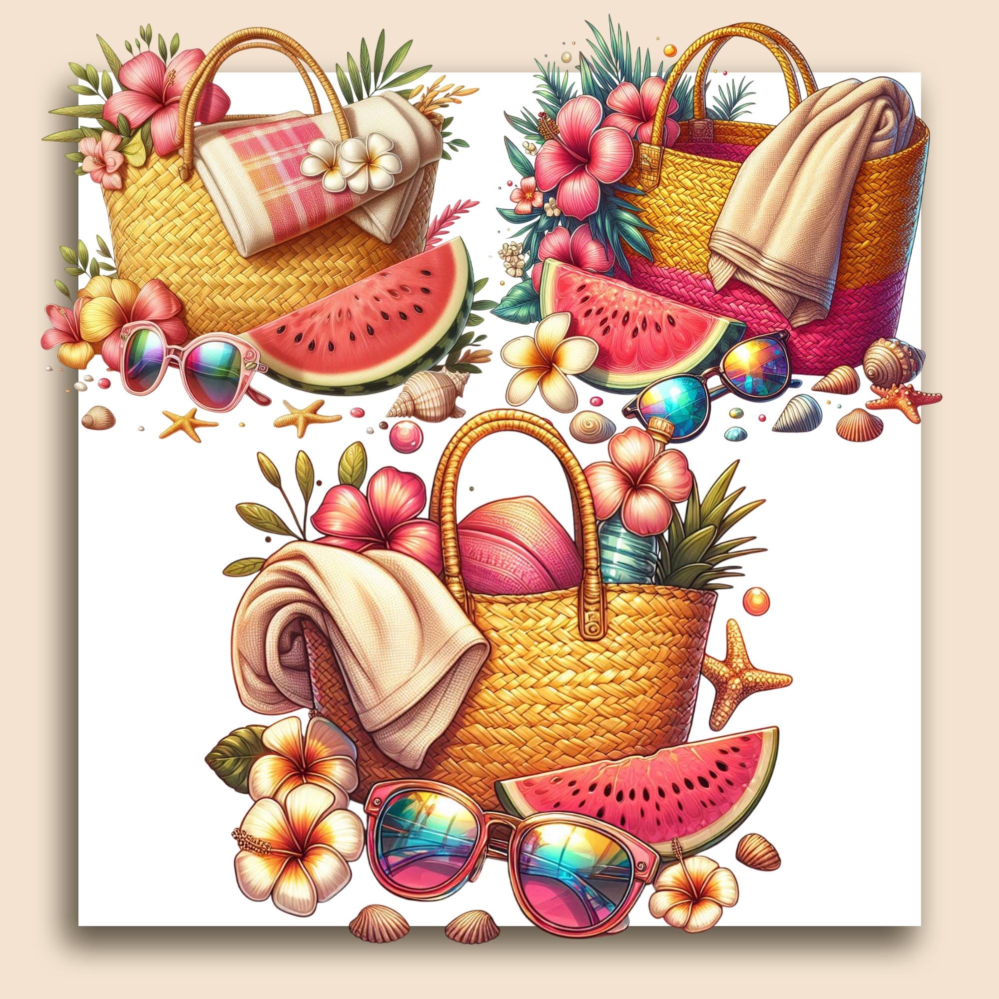 Sunmer Beach Bag Clipart, Beach Bags Png, Beach Graphics Png, Summer ...