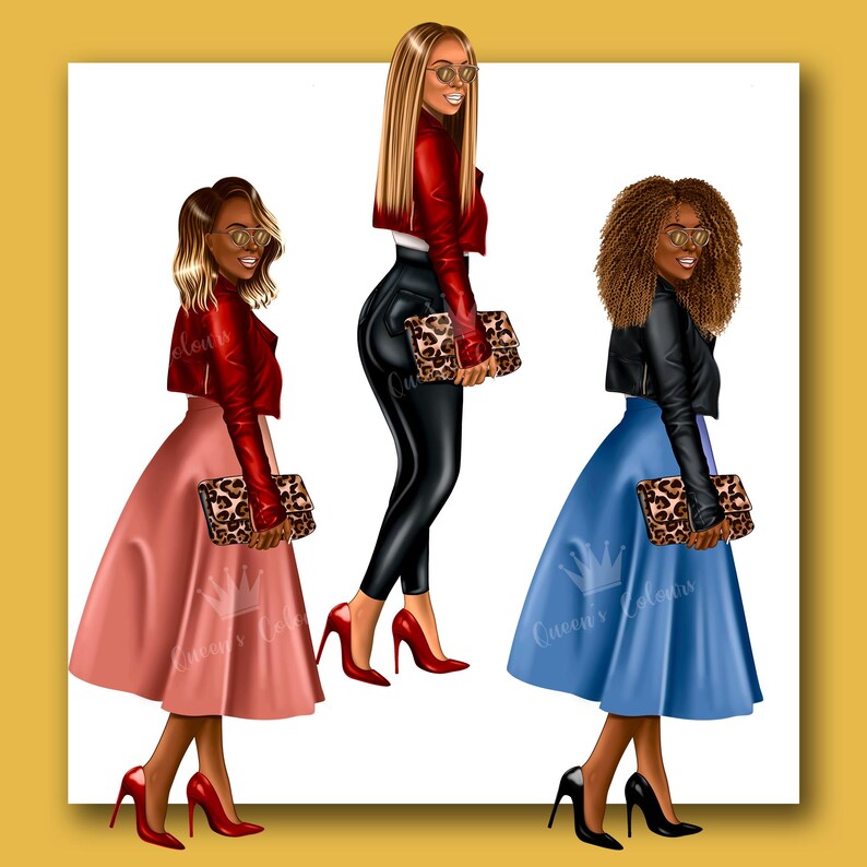 Autumn Black Girl Clipart, Autumn Fashion Girl Illustration, Digital ...