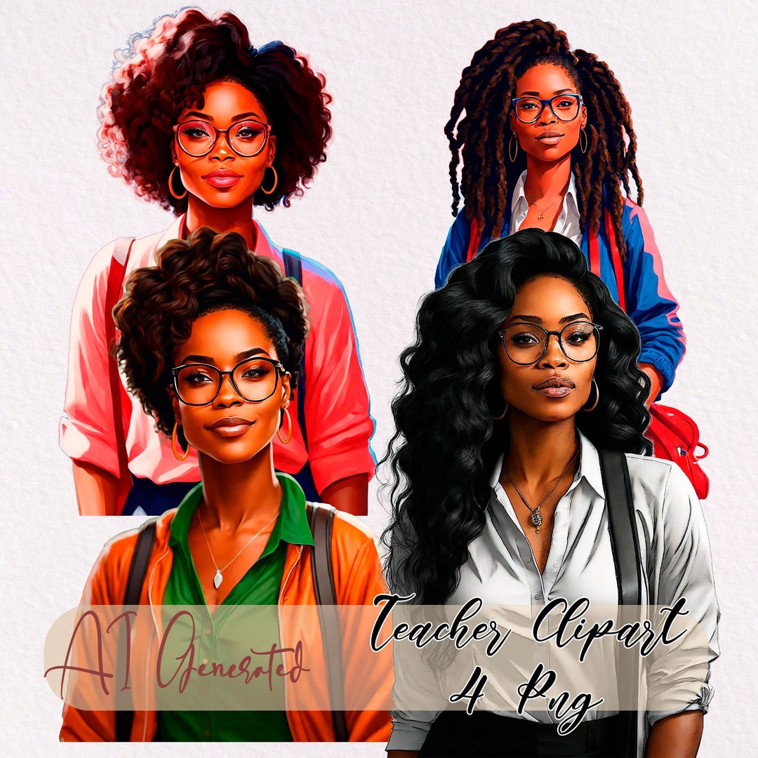 Teacher Woman Clipart, Black Teacher PNG, Teacher Stationary, Autumn ...