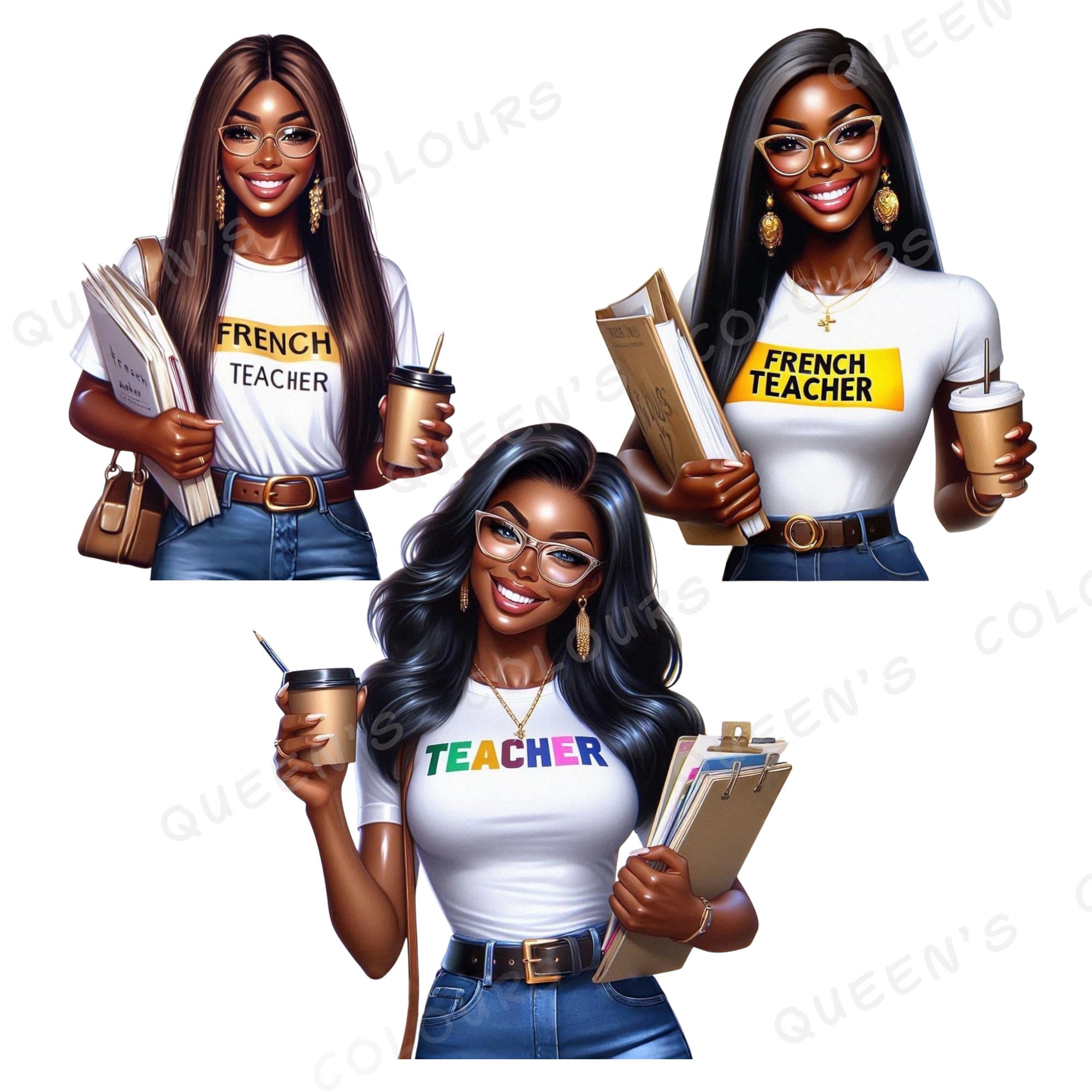 Teacher Woman Afro American Clipart, School Black Teacher Png, College ...