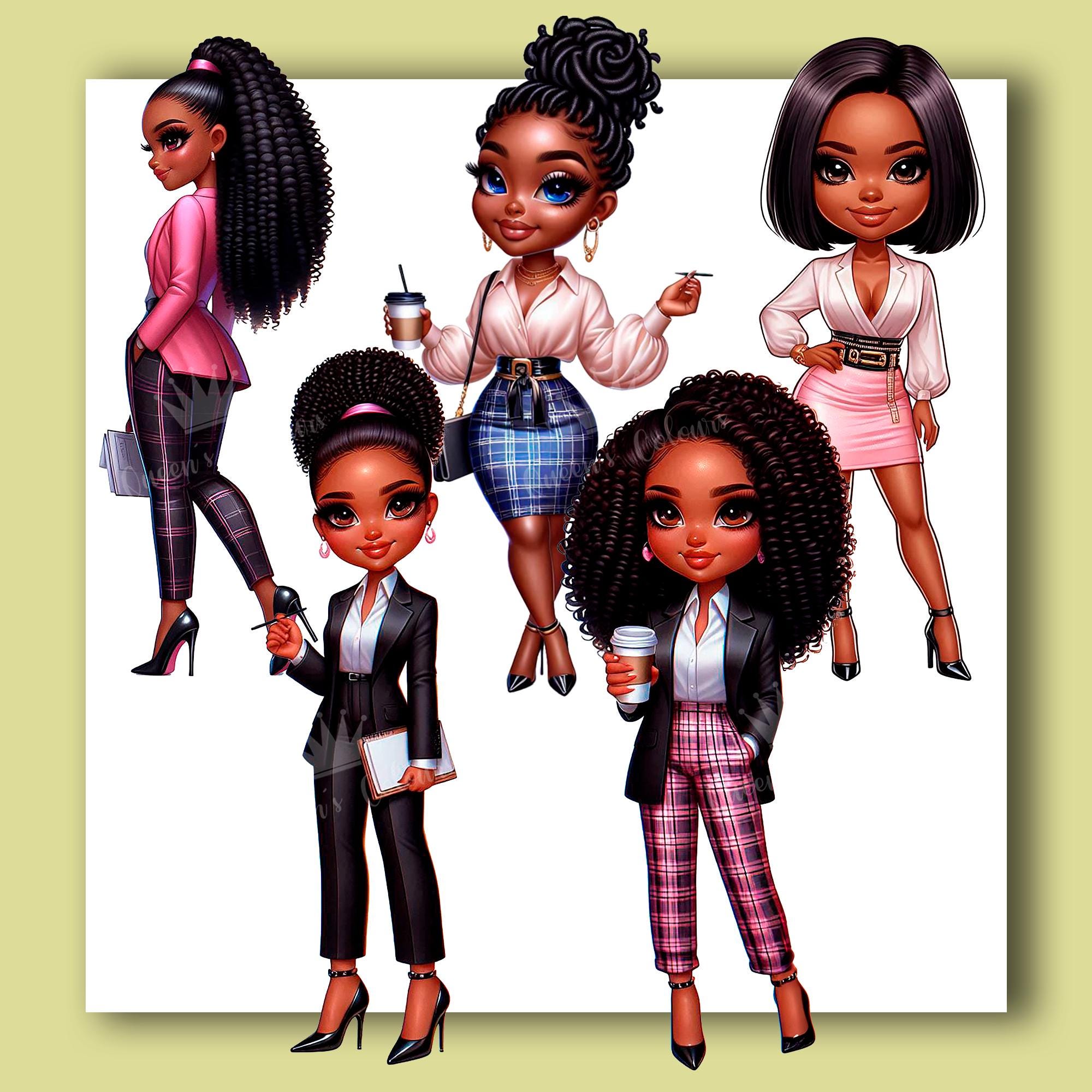 Girl Boss Chibi Clipart, Black Boss Chibi Planner, Office Chibi Clipart ...
