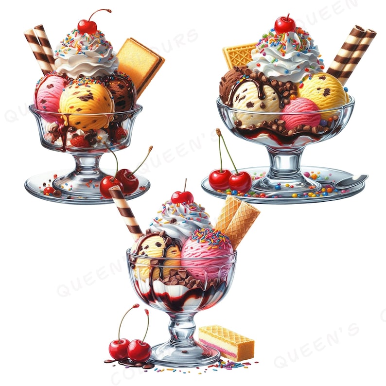 Ice Cream Clipart Bundle, 27 Summer Ice Cream Png, Watercolor Ice Cream ...