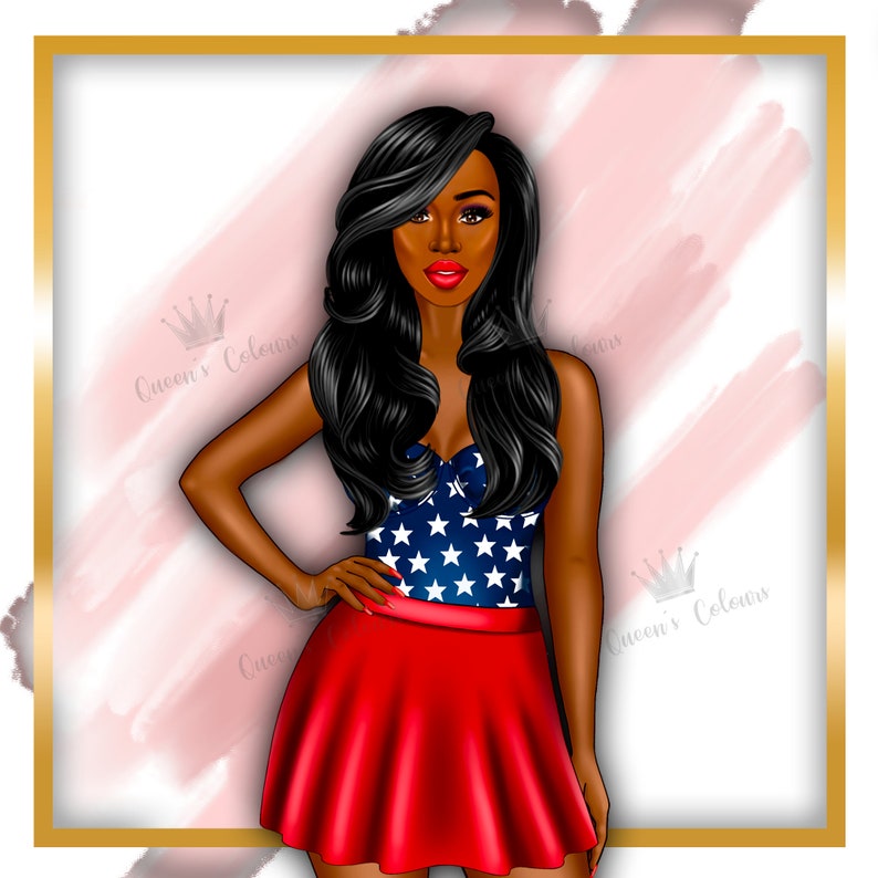 Independence Day Clipart American Girls Clipart Happy 4th | Etsy