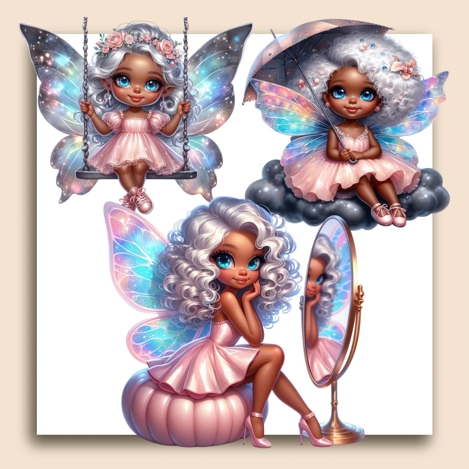 28 Png Black Cute Fairy Clipart, Little Fairy Girl Png, Afro Baby Fairy ...