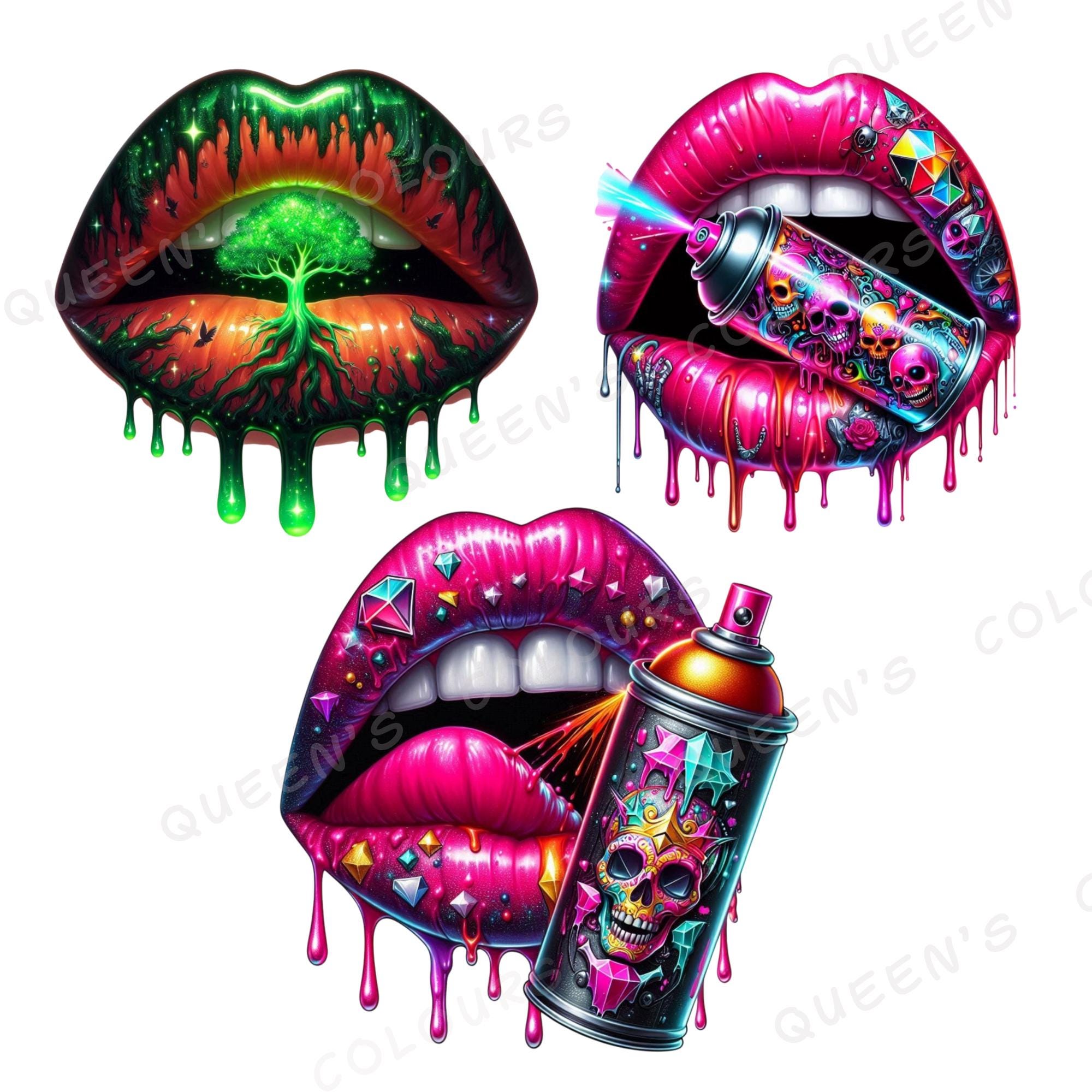 Halloween Dripping Lips Clipart Bundle, Spooky Kiss Lips Png, Horror ...