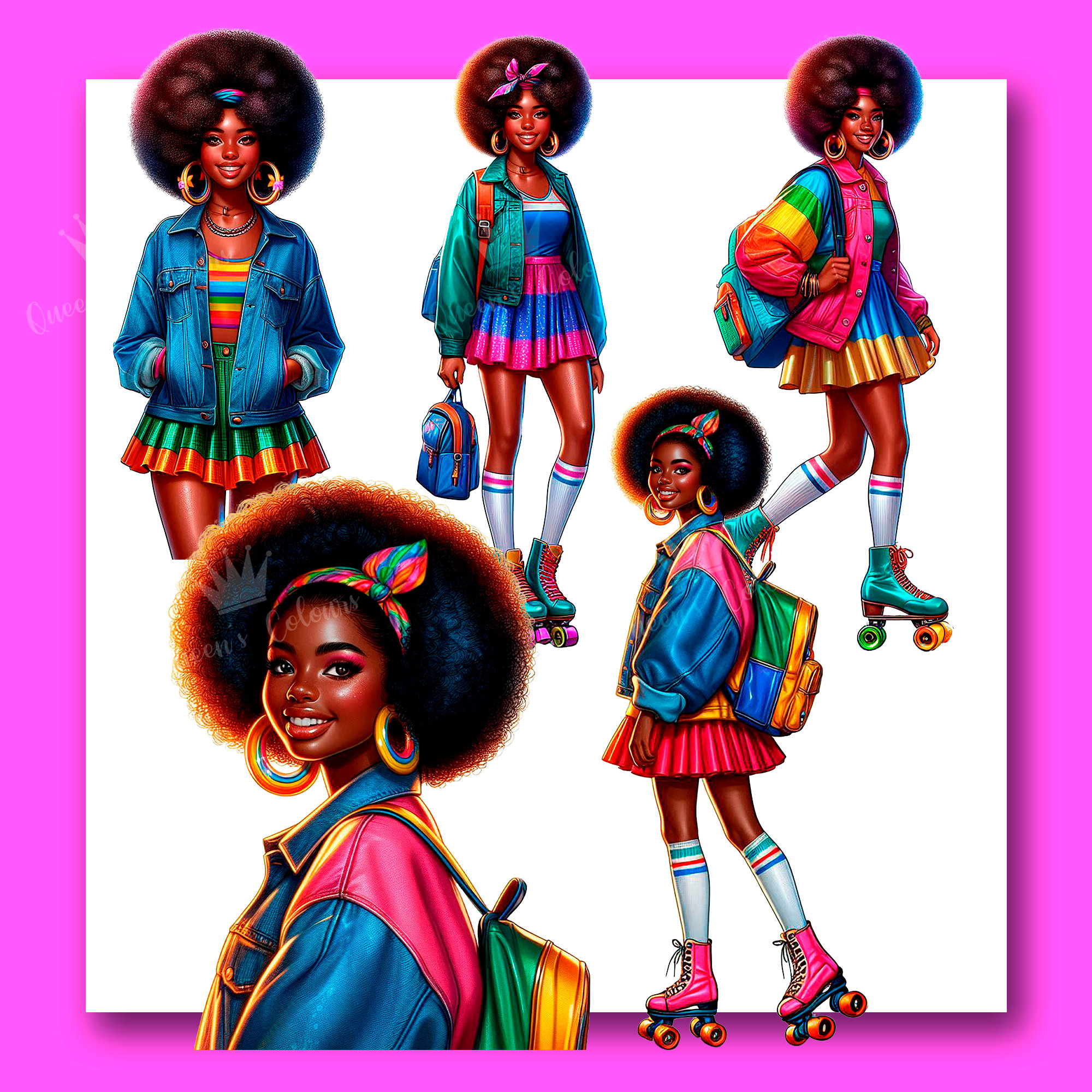 School Teenager Girl Clipart, Afro Teenager Clipart, Highschool Girl ...