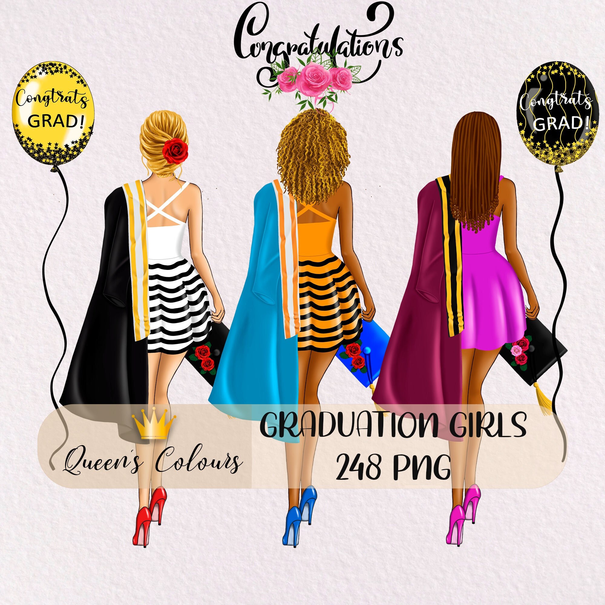 Graduation Girls Clipart Students Graduate College Senior Clipart ...