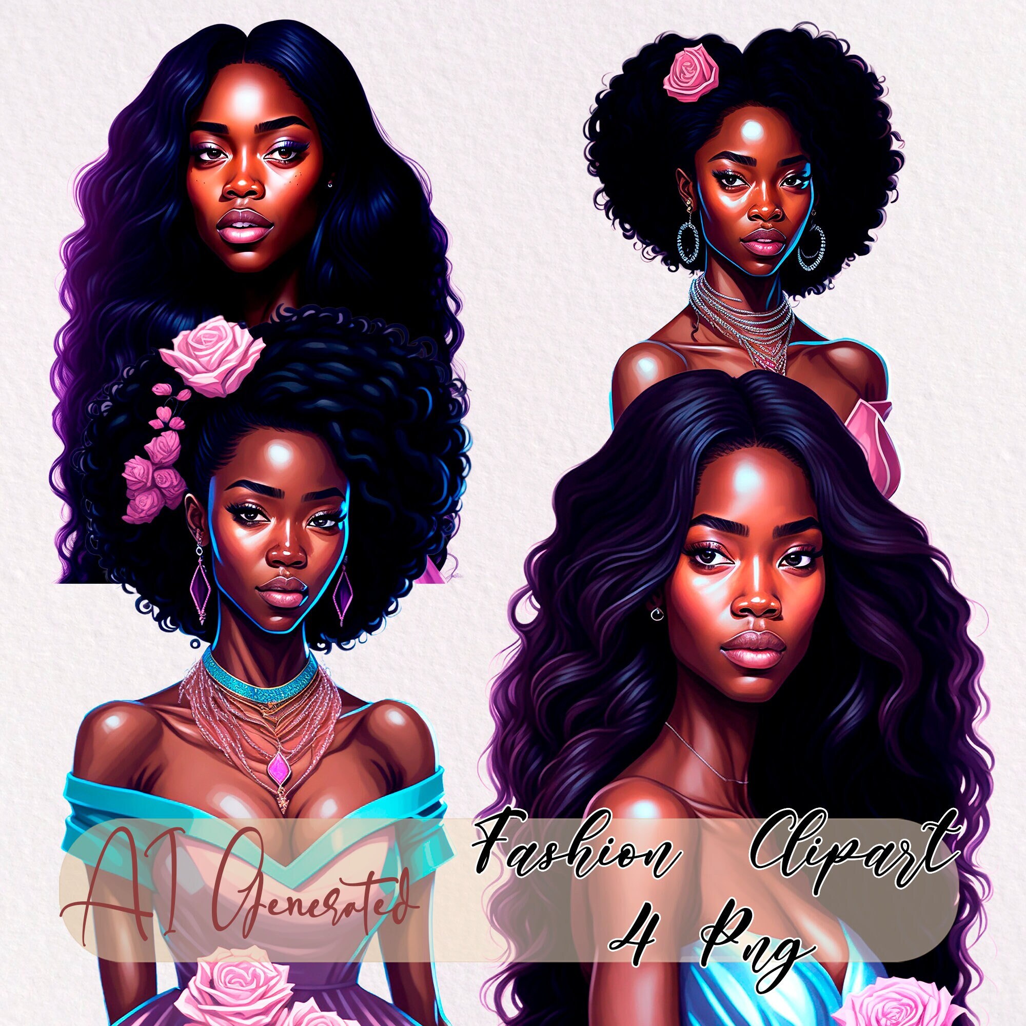 Planner Girl Clipart Black Queen PNG Afro Girl Fashion Girl - Etsy