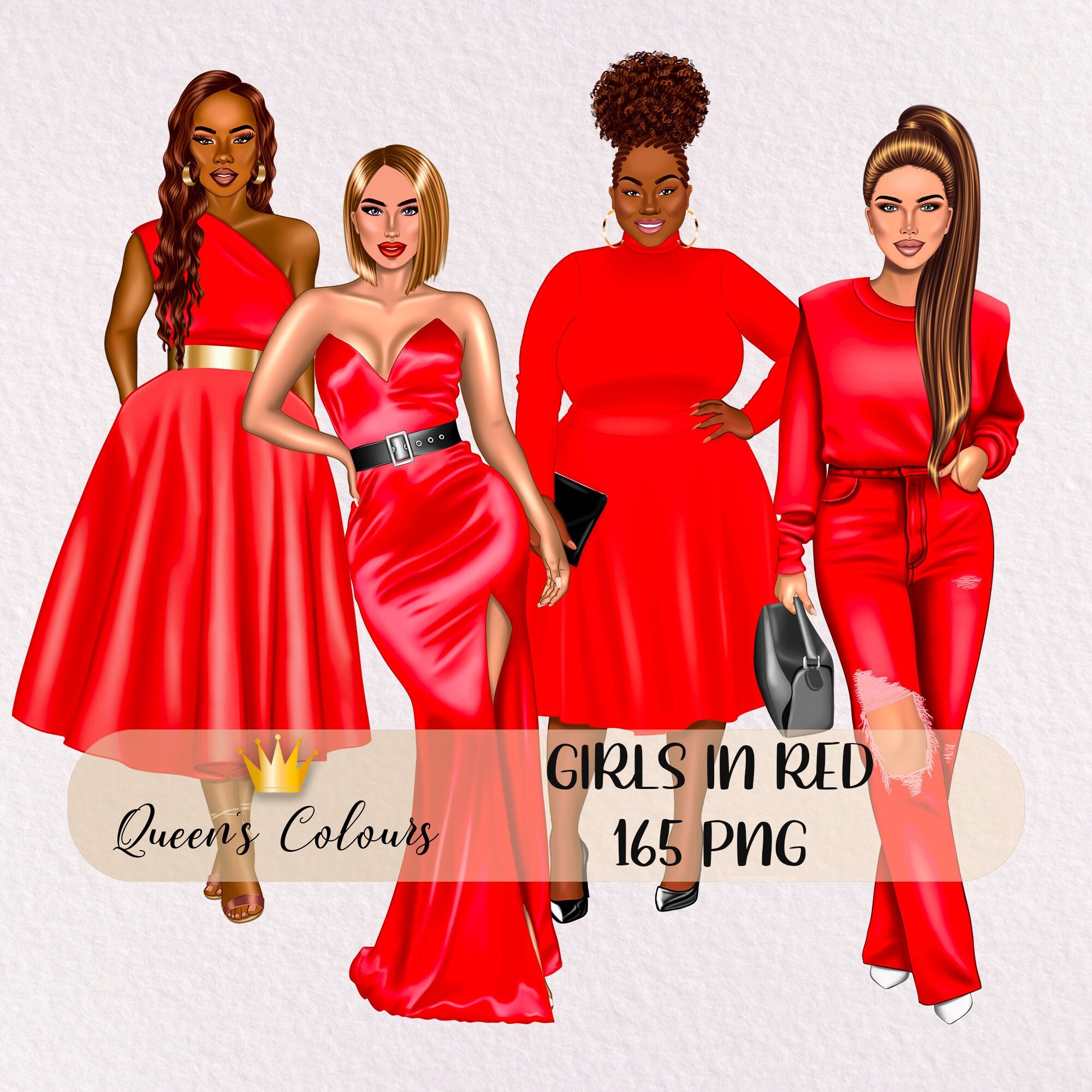 Girls in Red Clipart Black Girl Clipart Black Woman Clipart Sorority ...