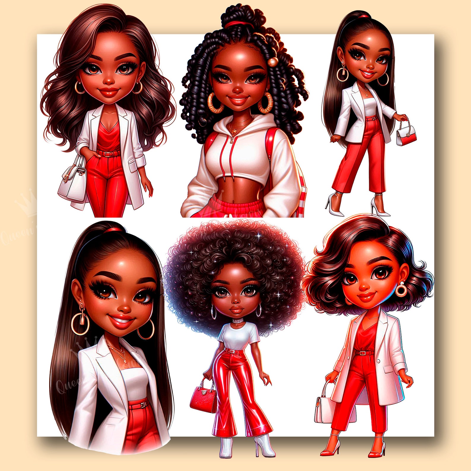 Sorority Chibi Clipart, Sorority Chibi Girls Clipart, Delta Sigma Theta ...