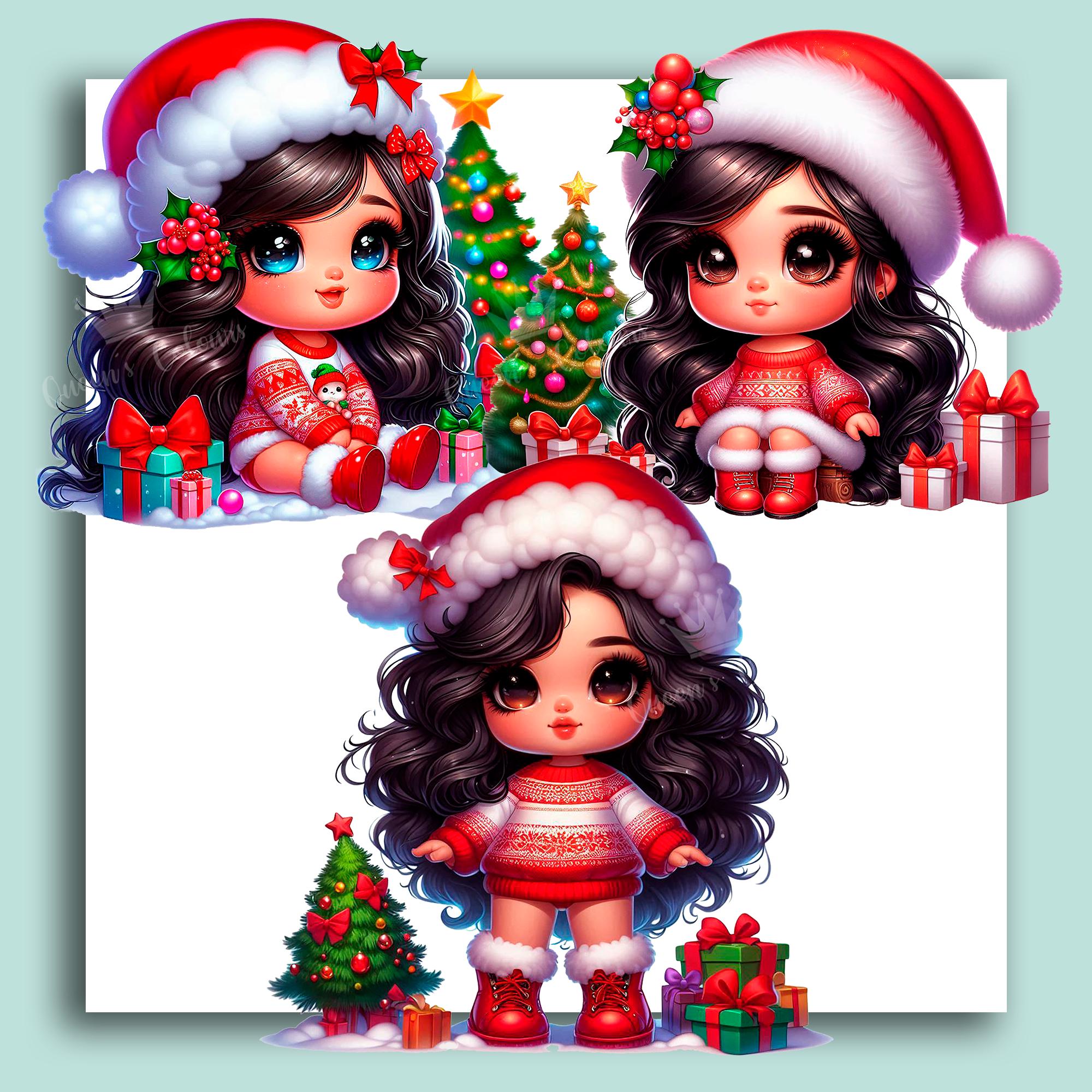Latina Christmas Chibi Clipart, Christmas Latina Chibi Baby Doll ...