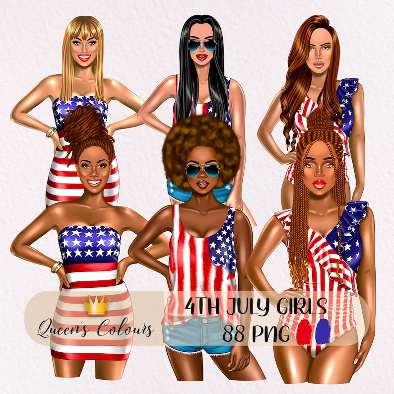 4TH July Girl Clipart, American Girls Clipart, 4th of July Clipart ...