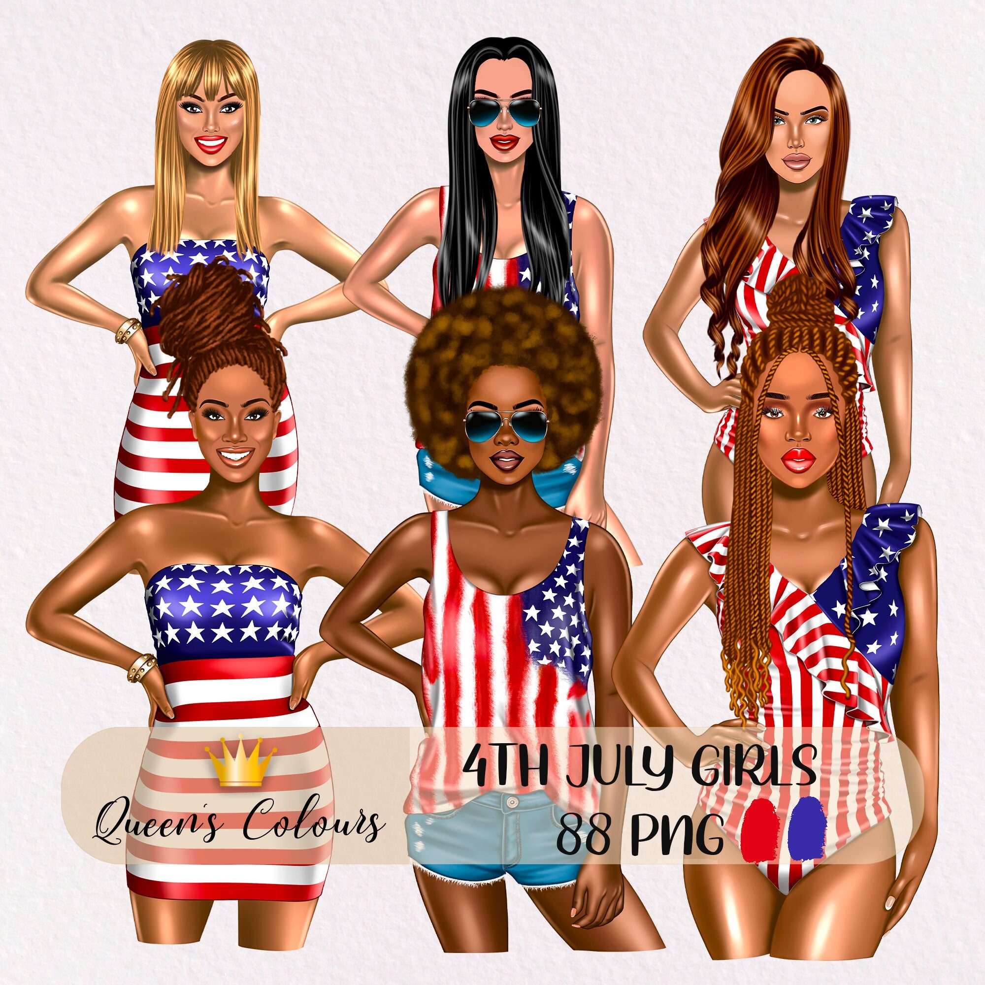 4TH July Girl Clipart, American Girls Clipart, 4th of July Clipart ...