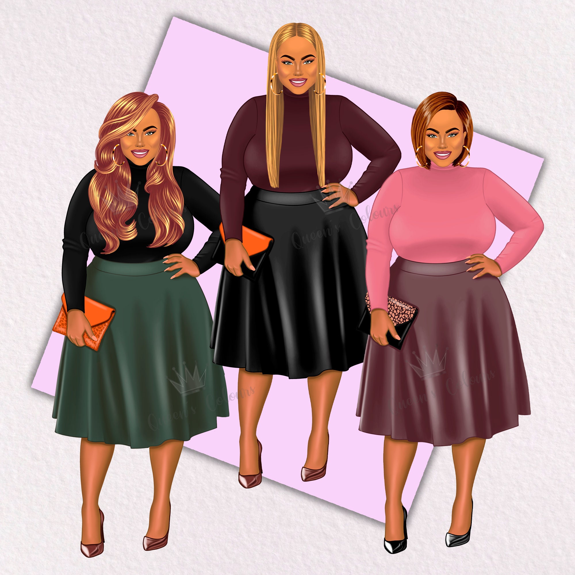 Plus Size Clipart Curvy Girl Clipart Plus Size Model Lady - Etsy