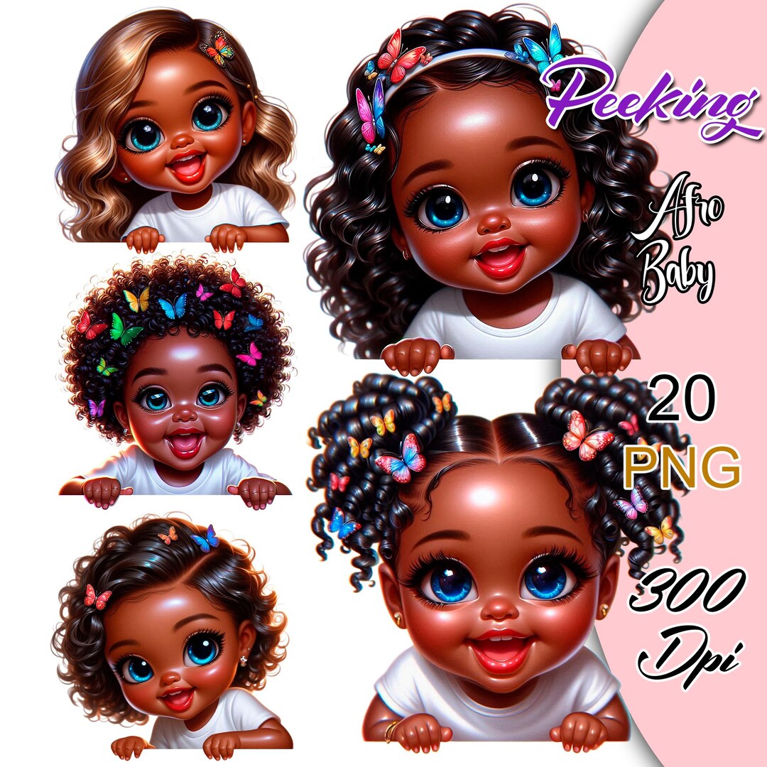 Cute Afro Chibi Baby Clipart, Peeking Baby Png, Funny Chibi Girl ...