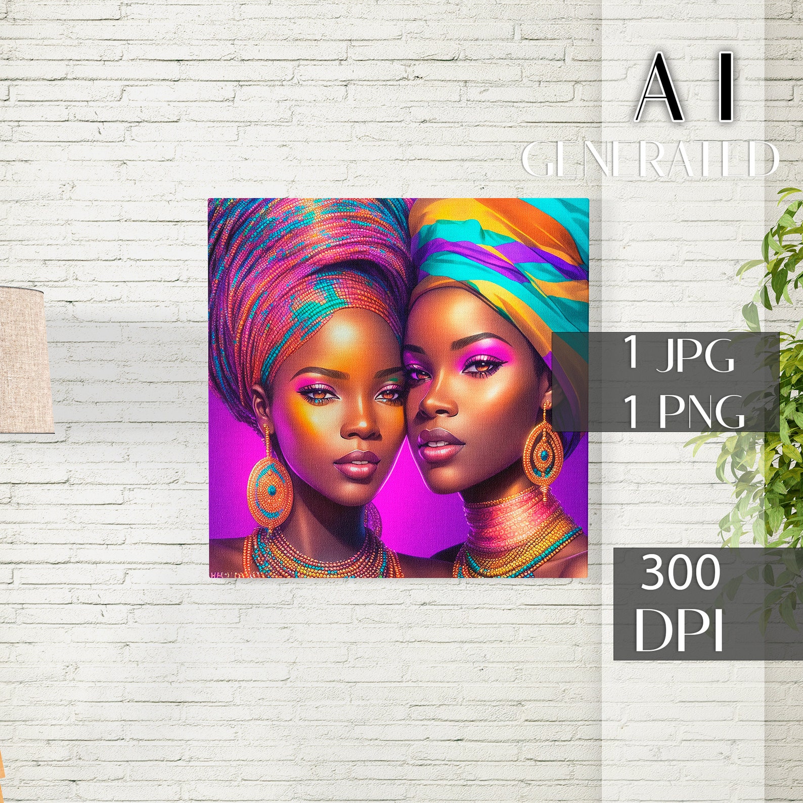 Afro Sisters Digital Art Black Sisters Illustration AI Generated Artwork Black People Digital ...