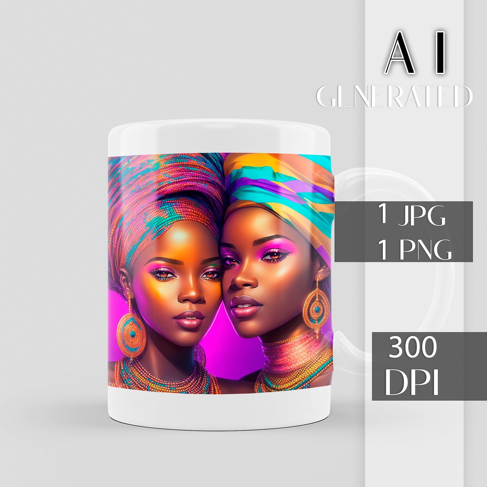 Afro Sisters Digital Art Black Sisters Illustration AI Generated Artwork Black People Digital ...