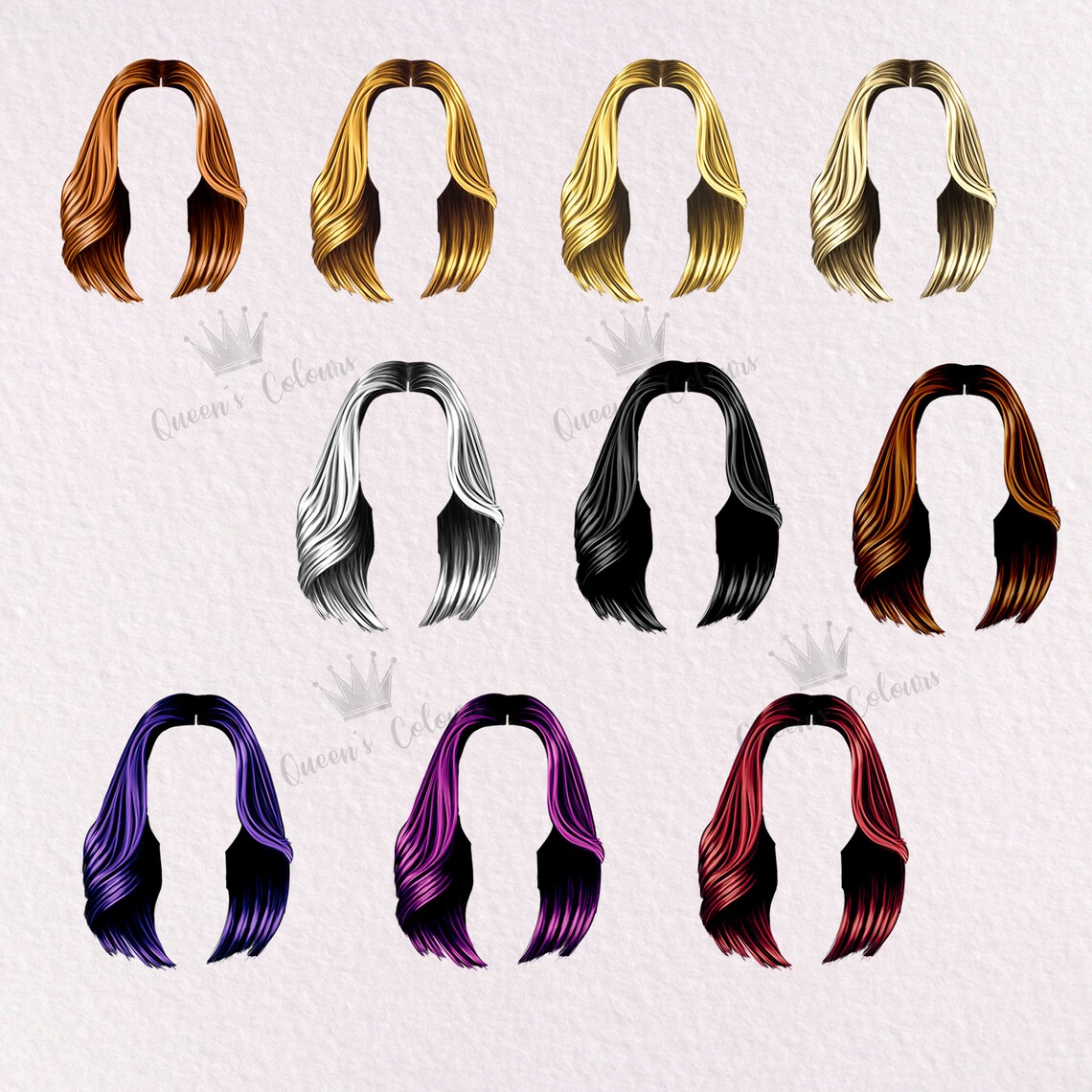 Front Hair Clipart Set Custom Hairstyles Clipart Hair Set Clip Art ...
