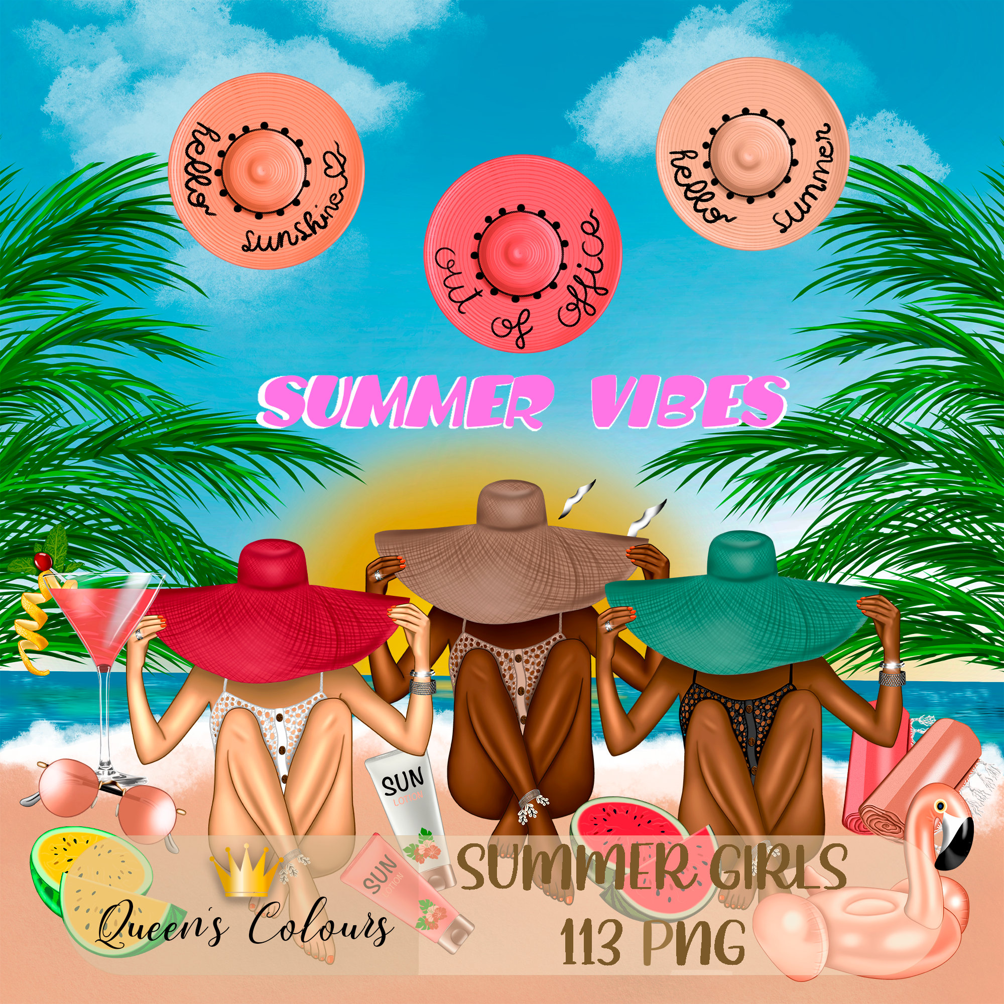 Summer Girls Clipart Summer Fashion Clipart Beach Girls - Etsy