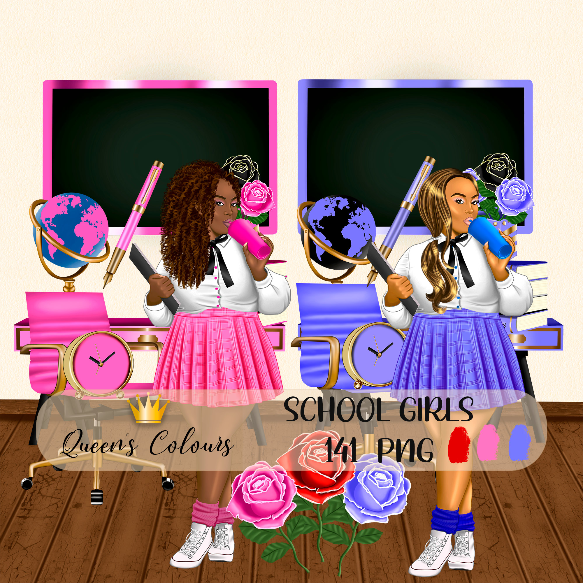 School Girl At Desk Clipart