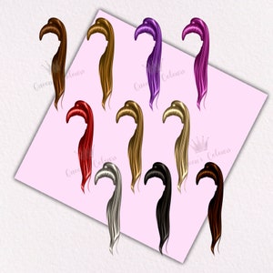 Front Hair Clipart, Hair Clipart Set, Hair Kit Clipart ,hairstyle ...