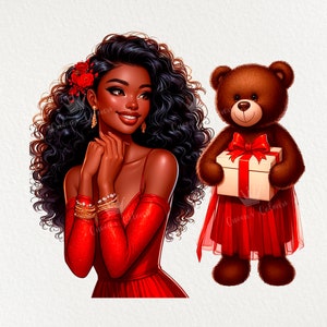 Valentines Day Girls Clipart, Valentine Girl PNG, Love Sticker Clipart ...