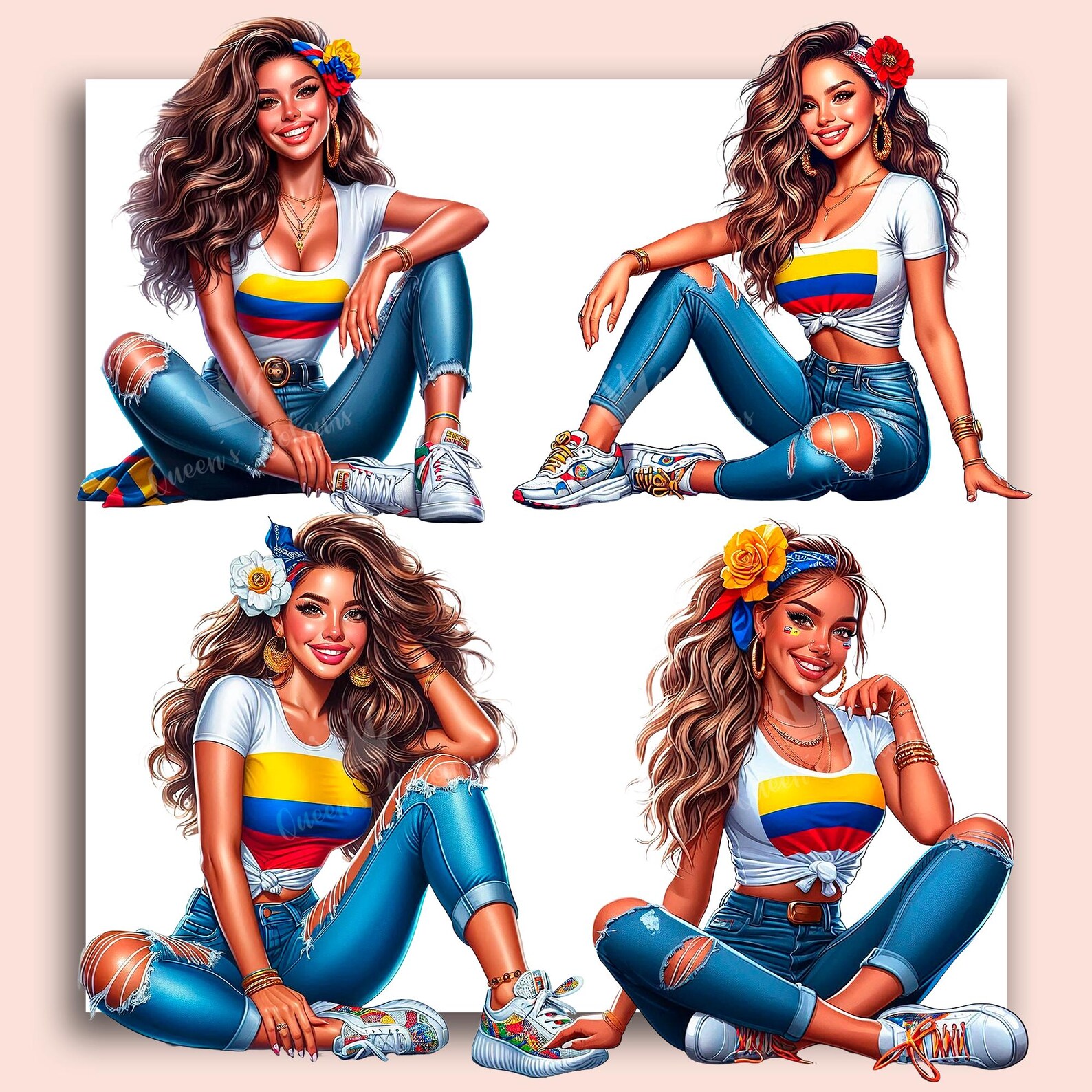 Latina Girl Clipart, Colombian Girl Png, Chicana Proud Clipart ...