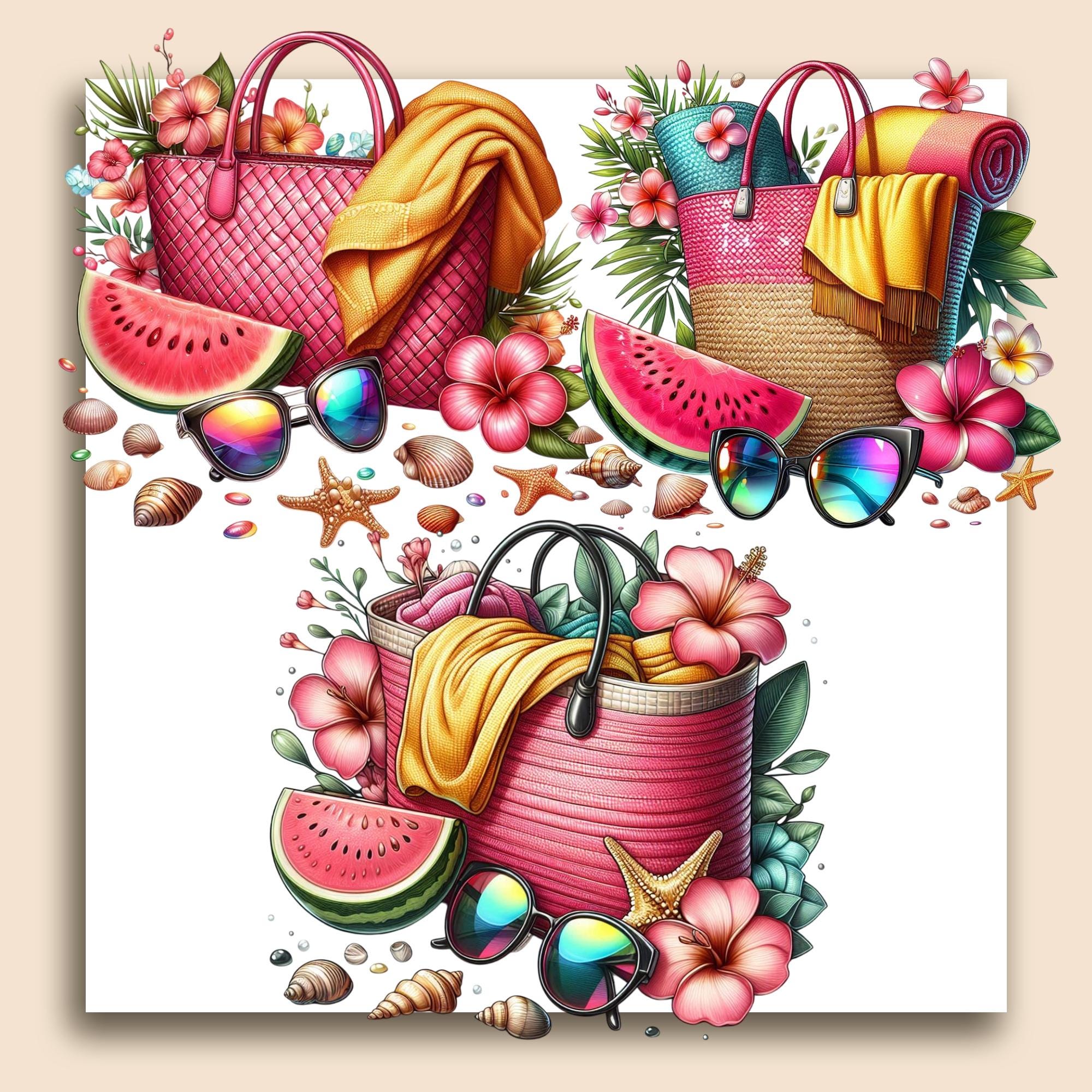 Sunmer Beach Bag Clipart, Beach Bags Png, Beach Graphics Png, Summer ...
